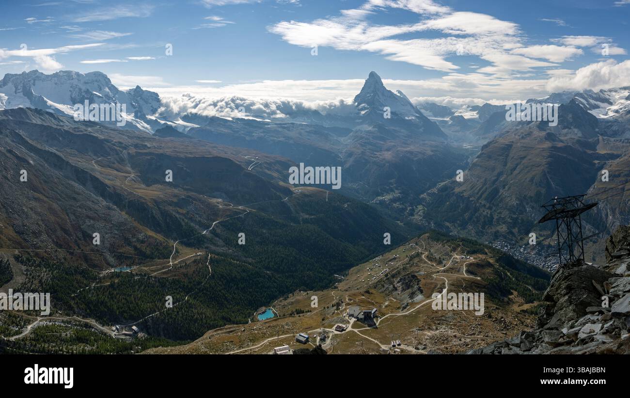 Stunning panoramic view of the Matterhorn from Blauherd, Switzerland ...