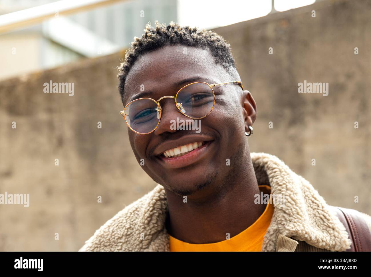 Headshot portrait of attractive, happy african american male gen z ...
