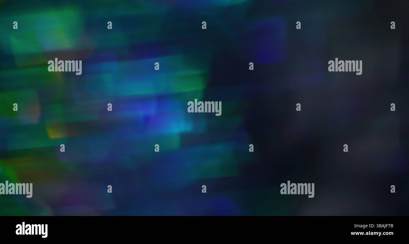 Kaleidoscope reflection. Blur optical leak. Gleaming green blue color ...