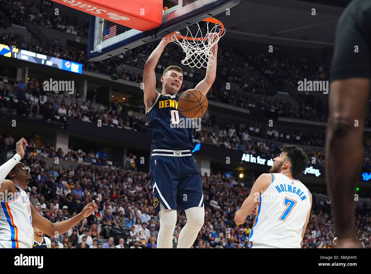 Denver Nuggets guard Christian Braun (0) in the first half of Game 4 in ...