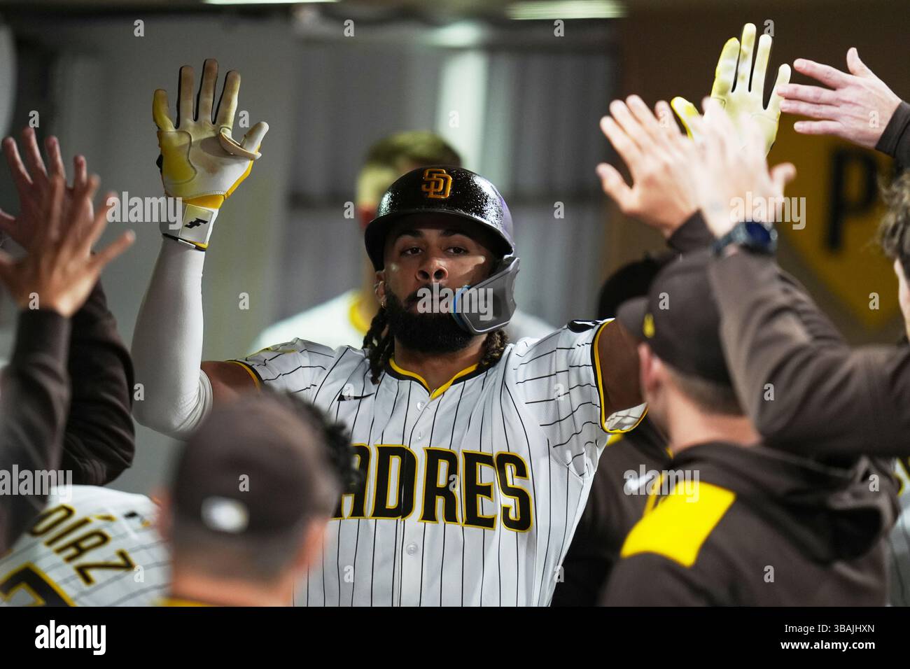San Diego Padres' Fernando Tatis Jr. celebrates after hitting a home ...