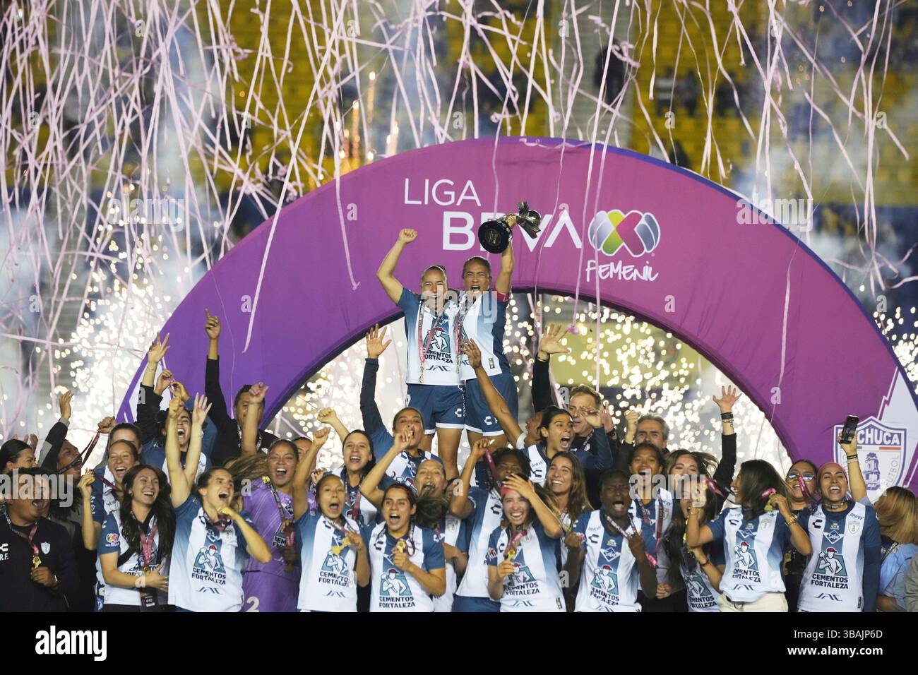 Pachuca players celebrate with the trophy after being crowned champions ...