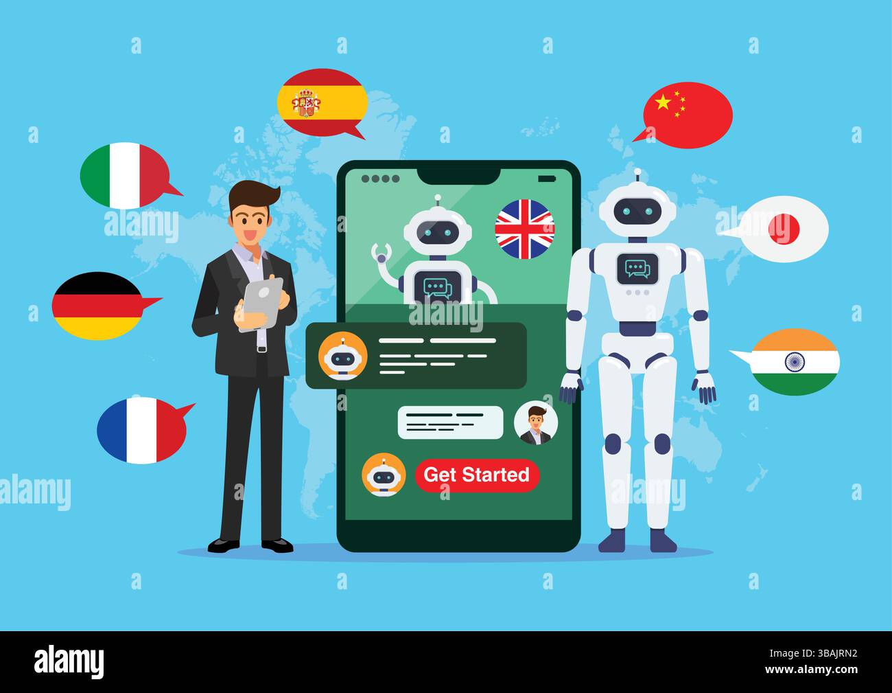 Businessman is talking or chatting with chat bot. Chat GPT. Artificial ...