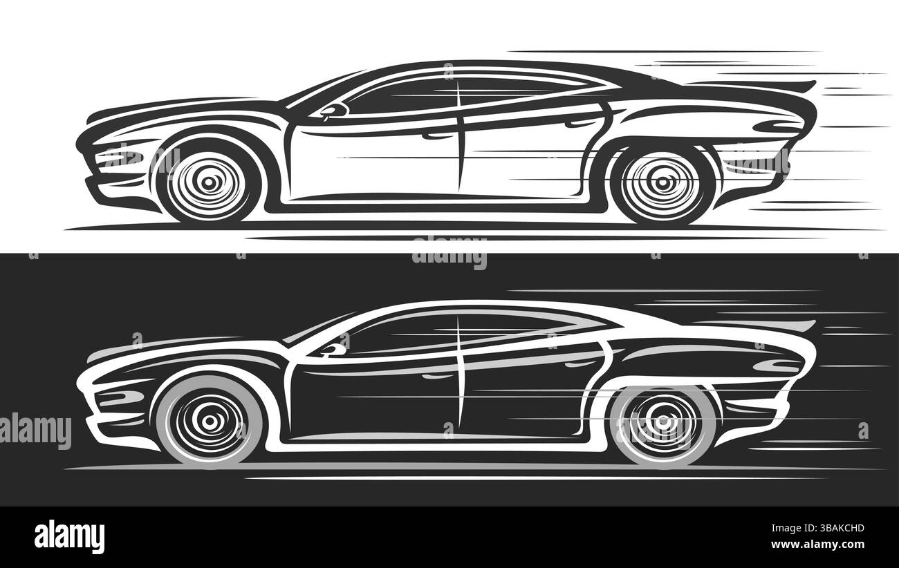 Monochrome contour automobile side Stock Vector Images - Alamy