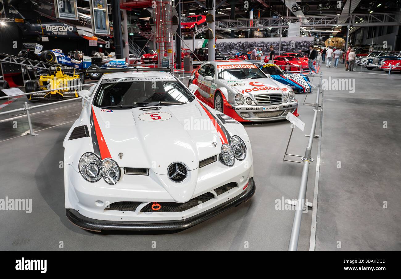 Sinsheim, Germany. 12th May, 2025. A Mercedes-Benz SLR 722 GT from 2007 ...