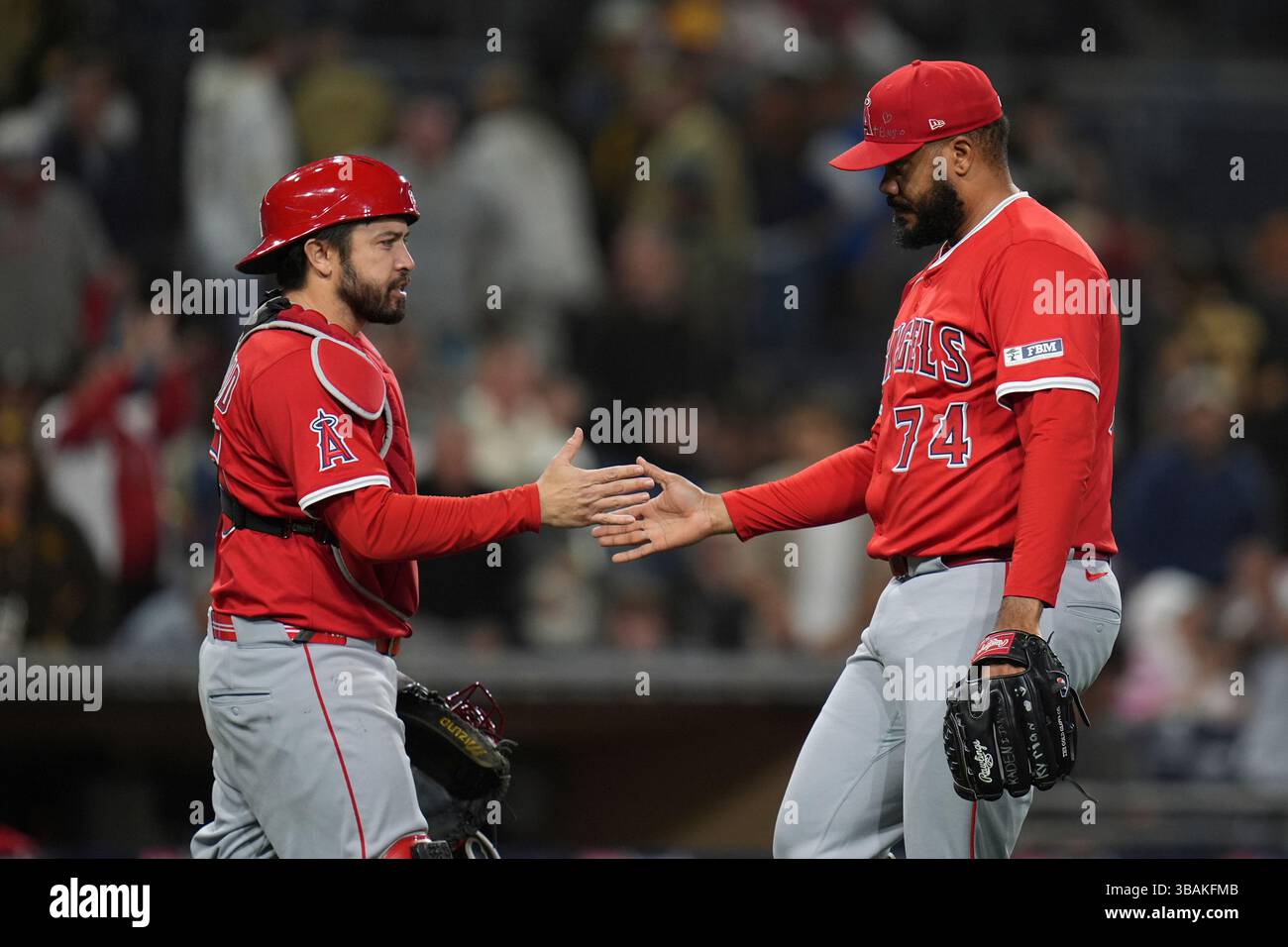 Los Angeles Angels relief pitcher Kenley Jansen (74) celebrates with ...