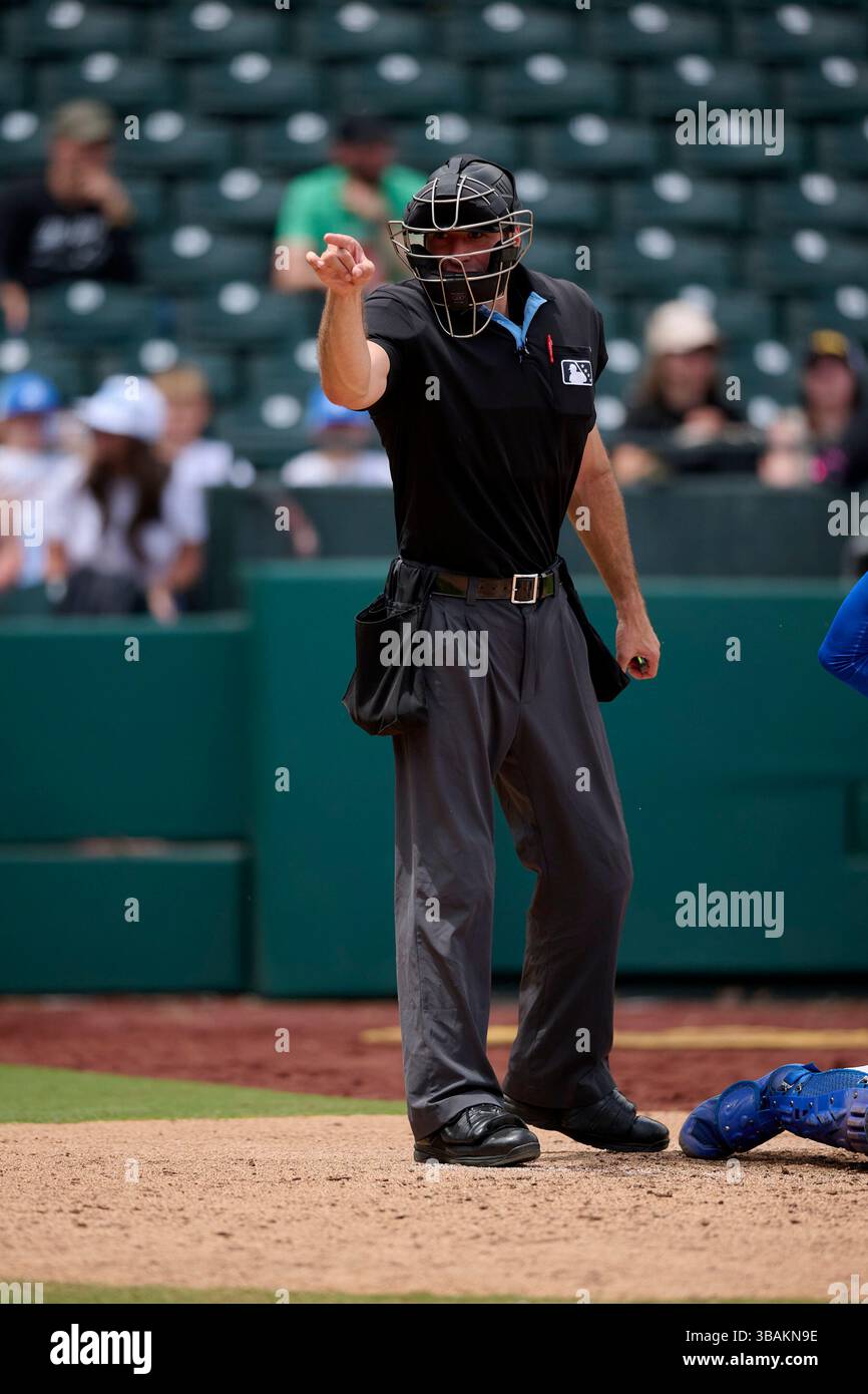 Umpire Dane Poncsak calls a strike during an MiLB Pacific Coast League ...