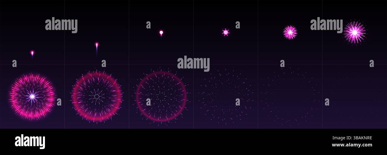 Pink firework effect animation frames set - exploding firecracker ...