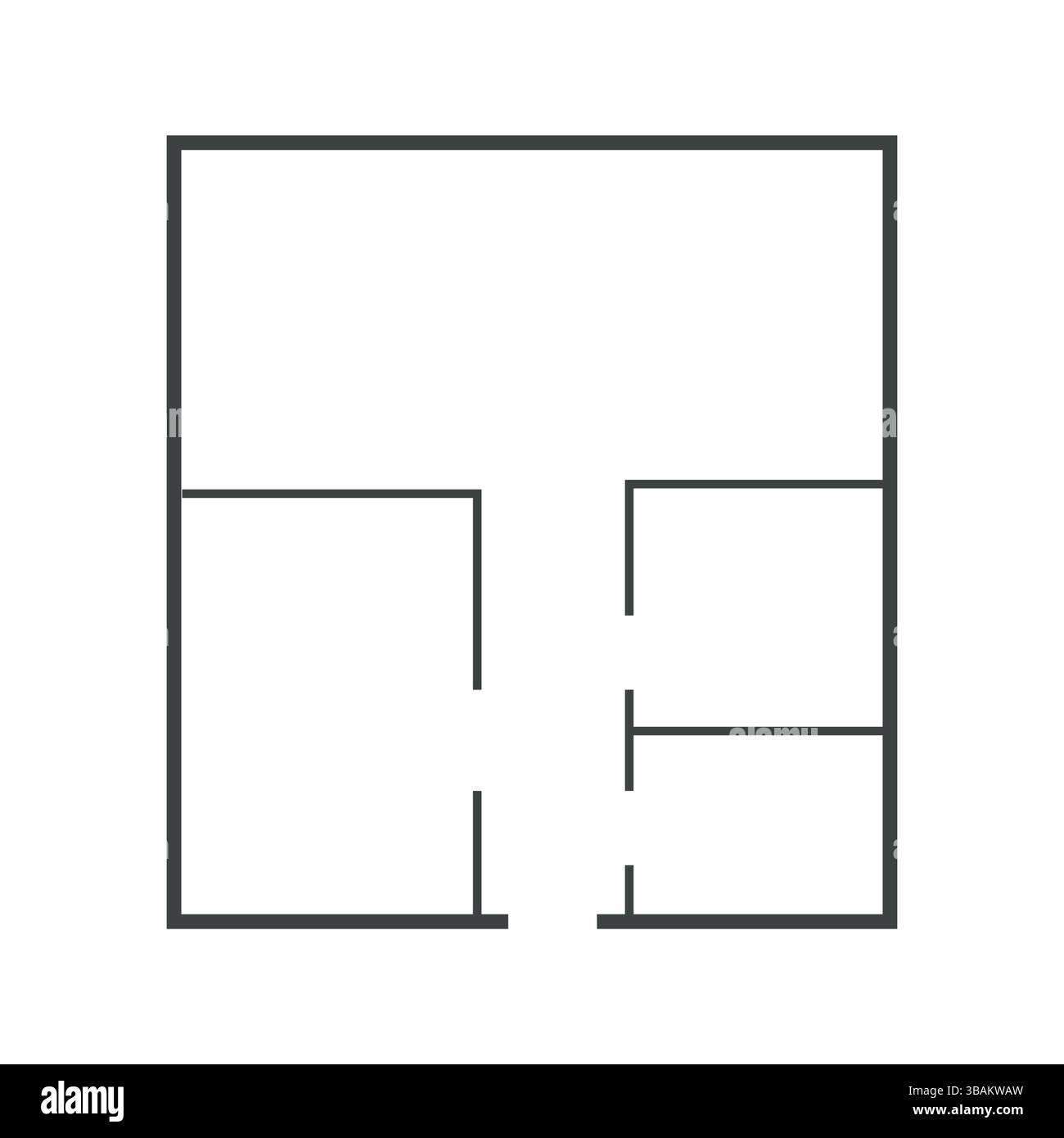 Floorplan simple icon room flat apartment line drawing, floor plan ...