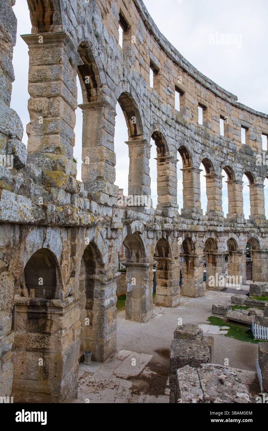 The outer circular passage of Pula Arena in Istria, Croatia, one of the ...