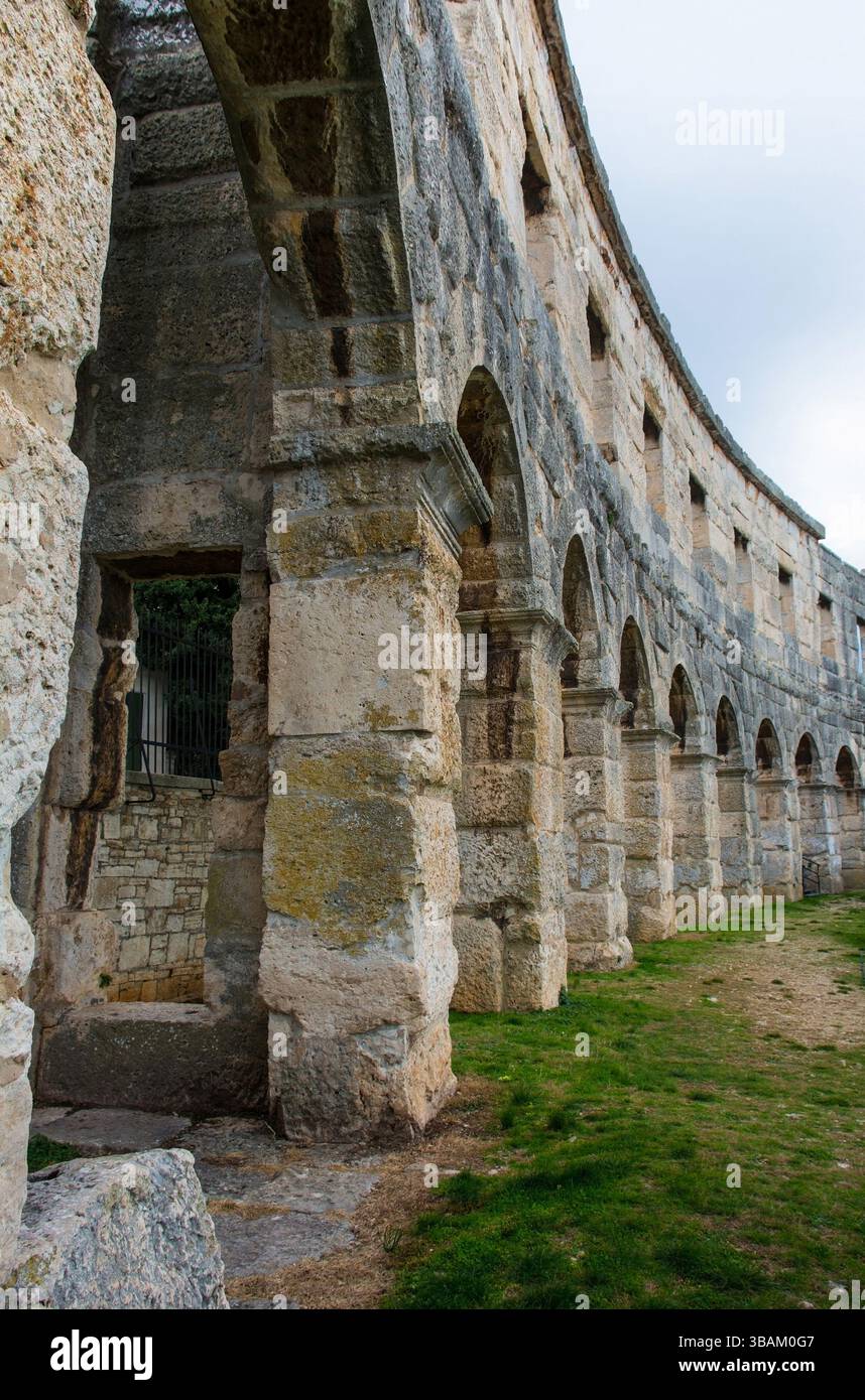The outer circular passage of Pula Arena in Istria, Croatia, one of the ...