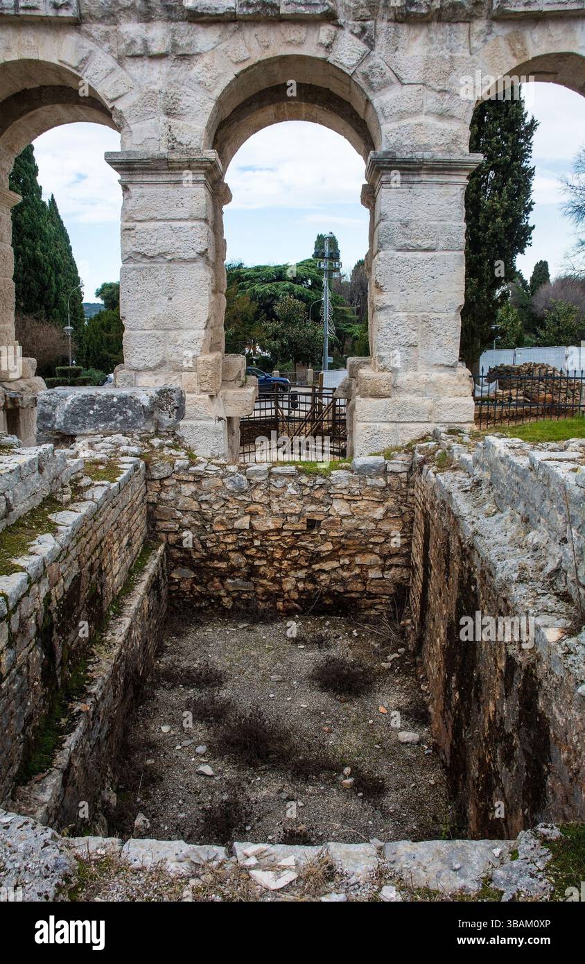 The lower levels of Pula Arena in Istria, Croatia, one of the best ...