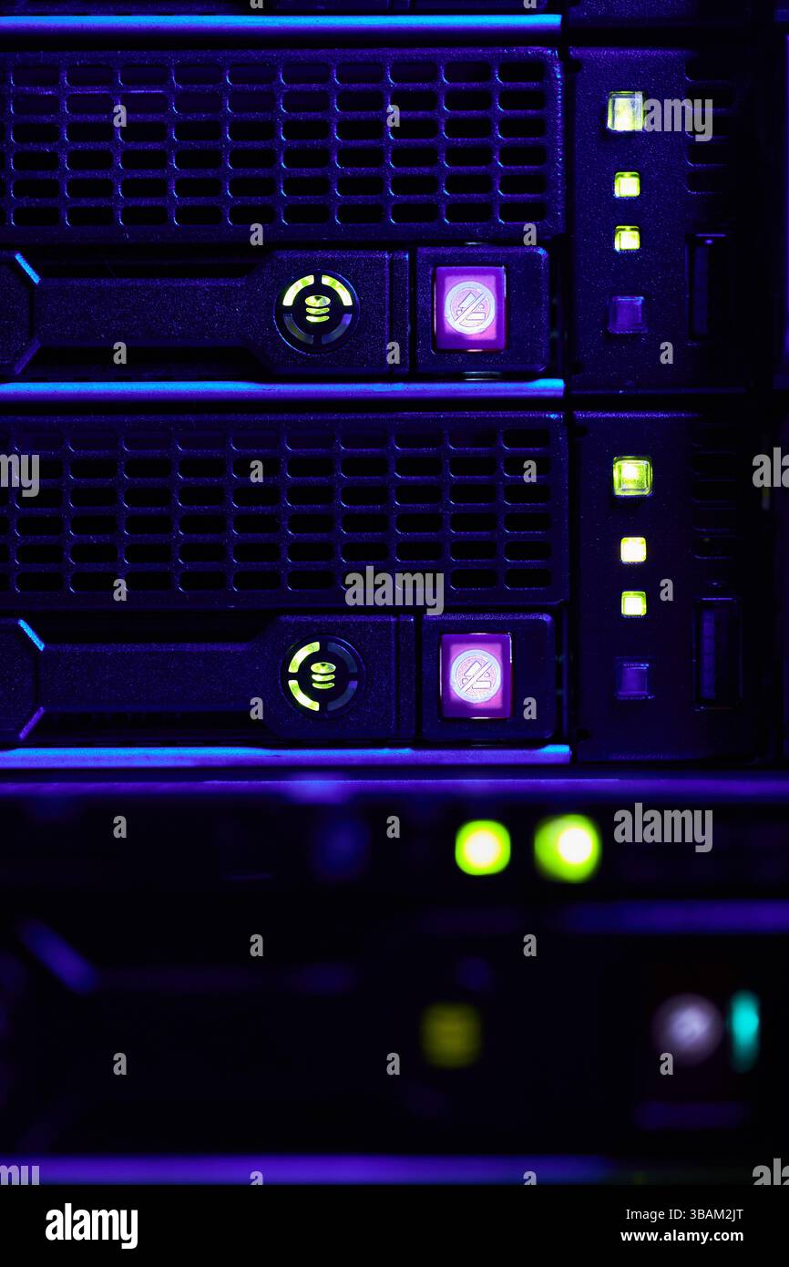 Illuminated Data Server Racks in Operating Data Center Stock Photo - Alamy