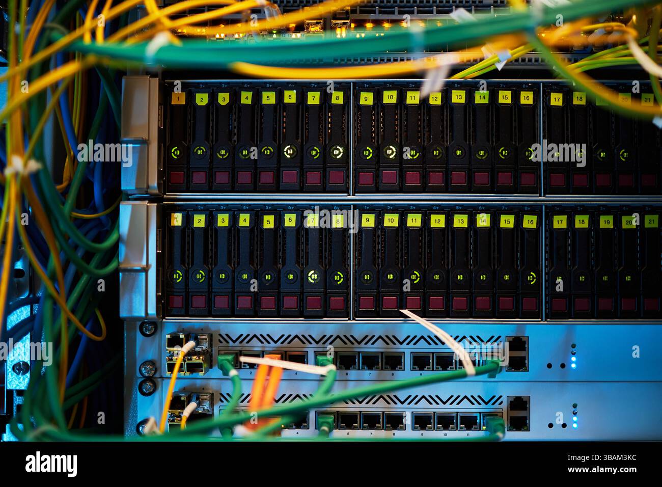 Multicolored Network Cables Connected to Server Rack Stock Photo - Alamy
