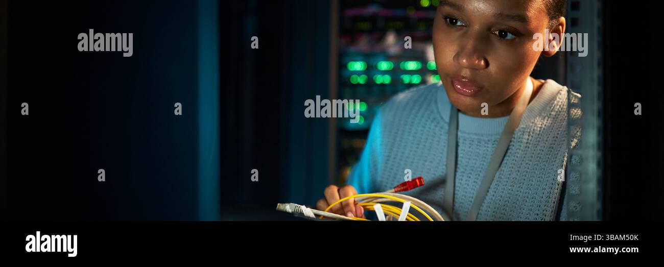African American Woman Working in Data Center Stock Photo - Alamy