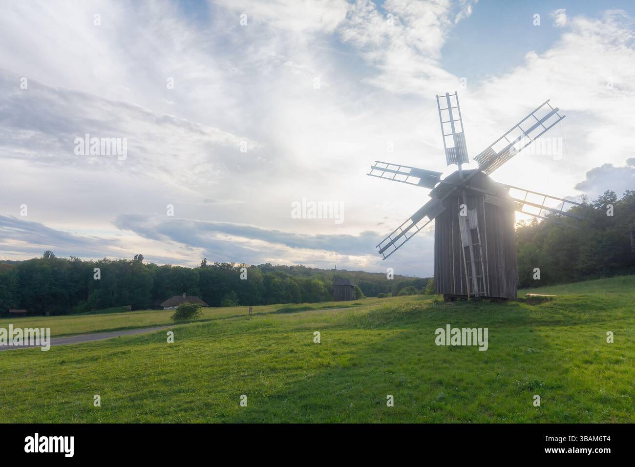 Traditional ukrainian windmill in the museum of national architecture ...