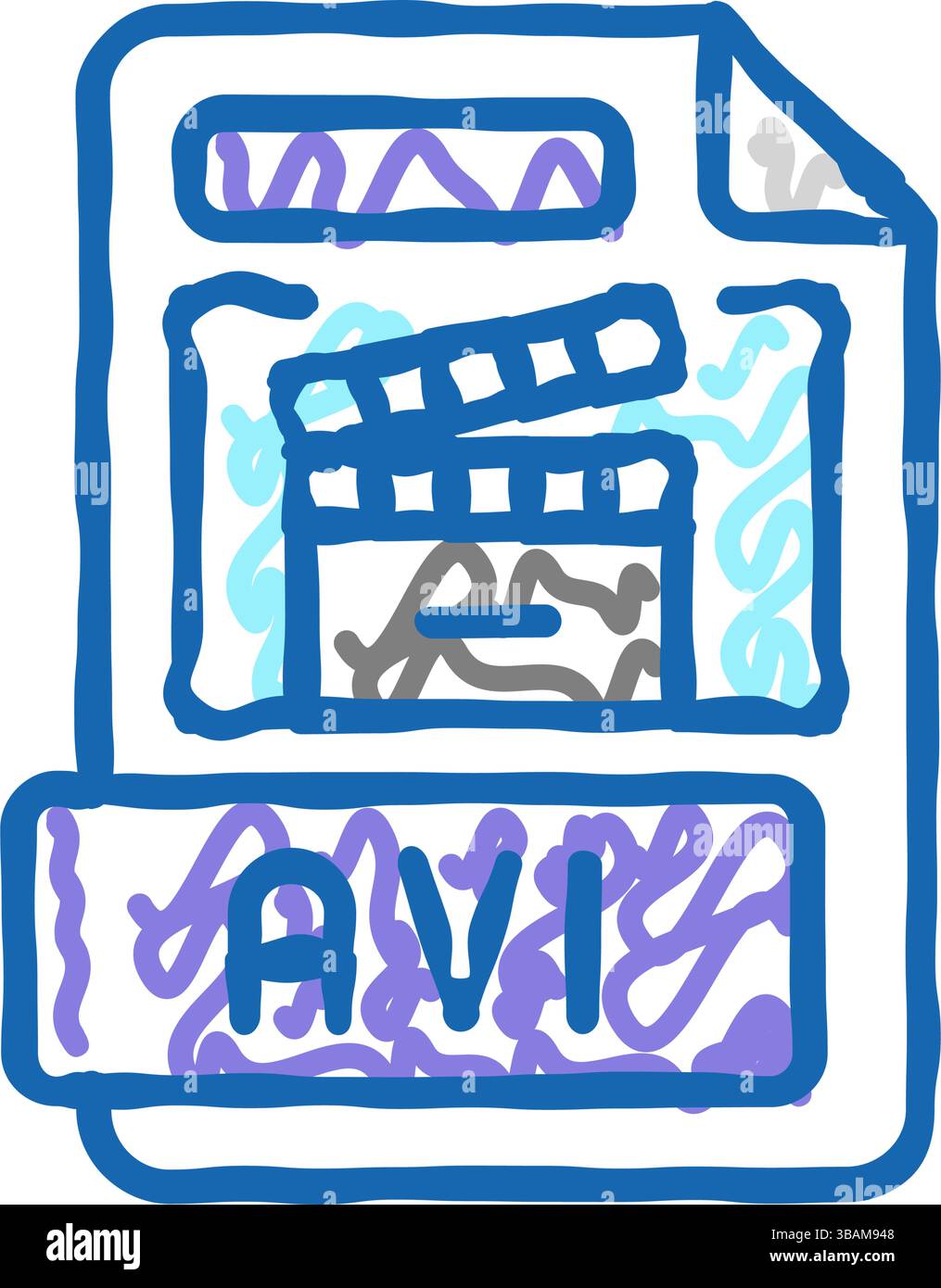 avi file format document icon doodle illustration Stock Vector Image ...