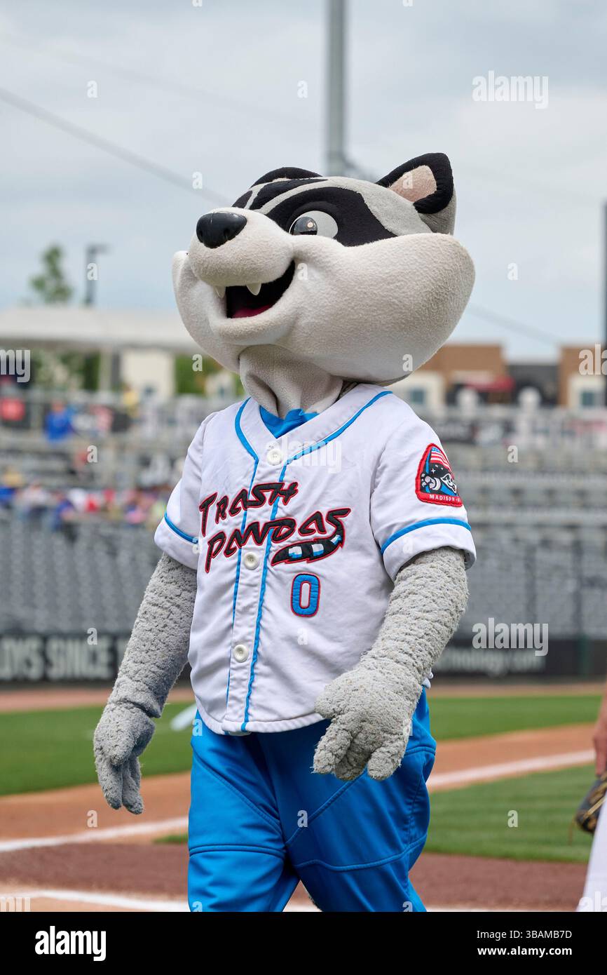 Rocket City Trash Pandas mascot Sprocket before an MiLB Southern League ...