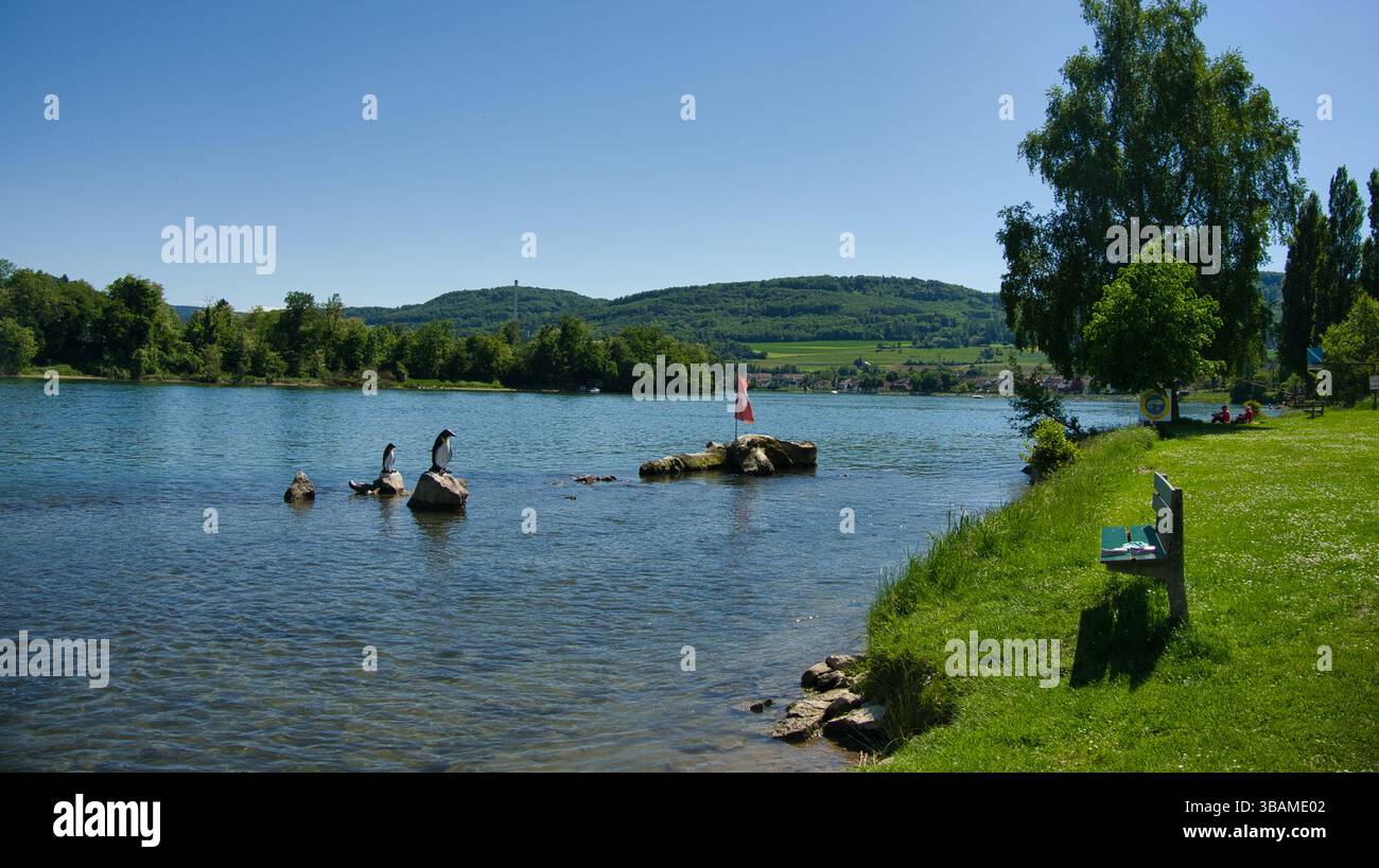 Swiss river side village hi-res stock photography and images - Alamy