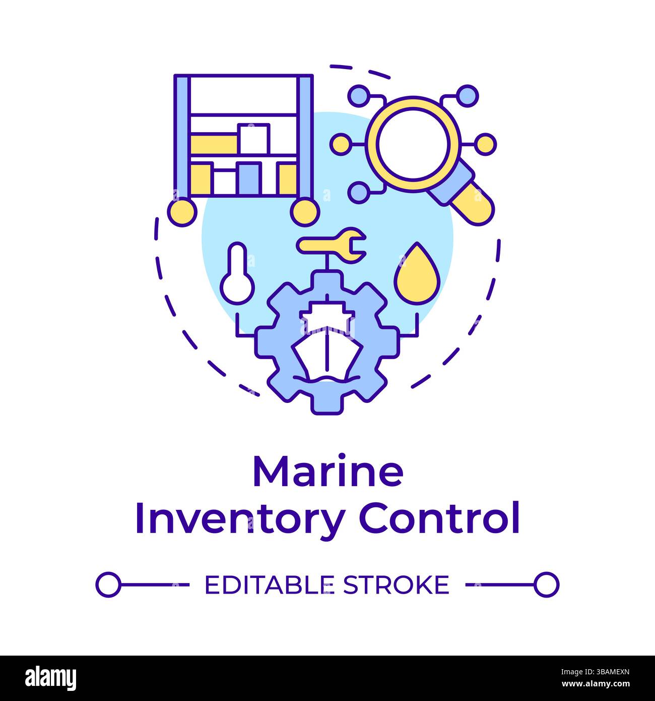 Marine inventory control multi color concept icon Stock Vector Image ...