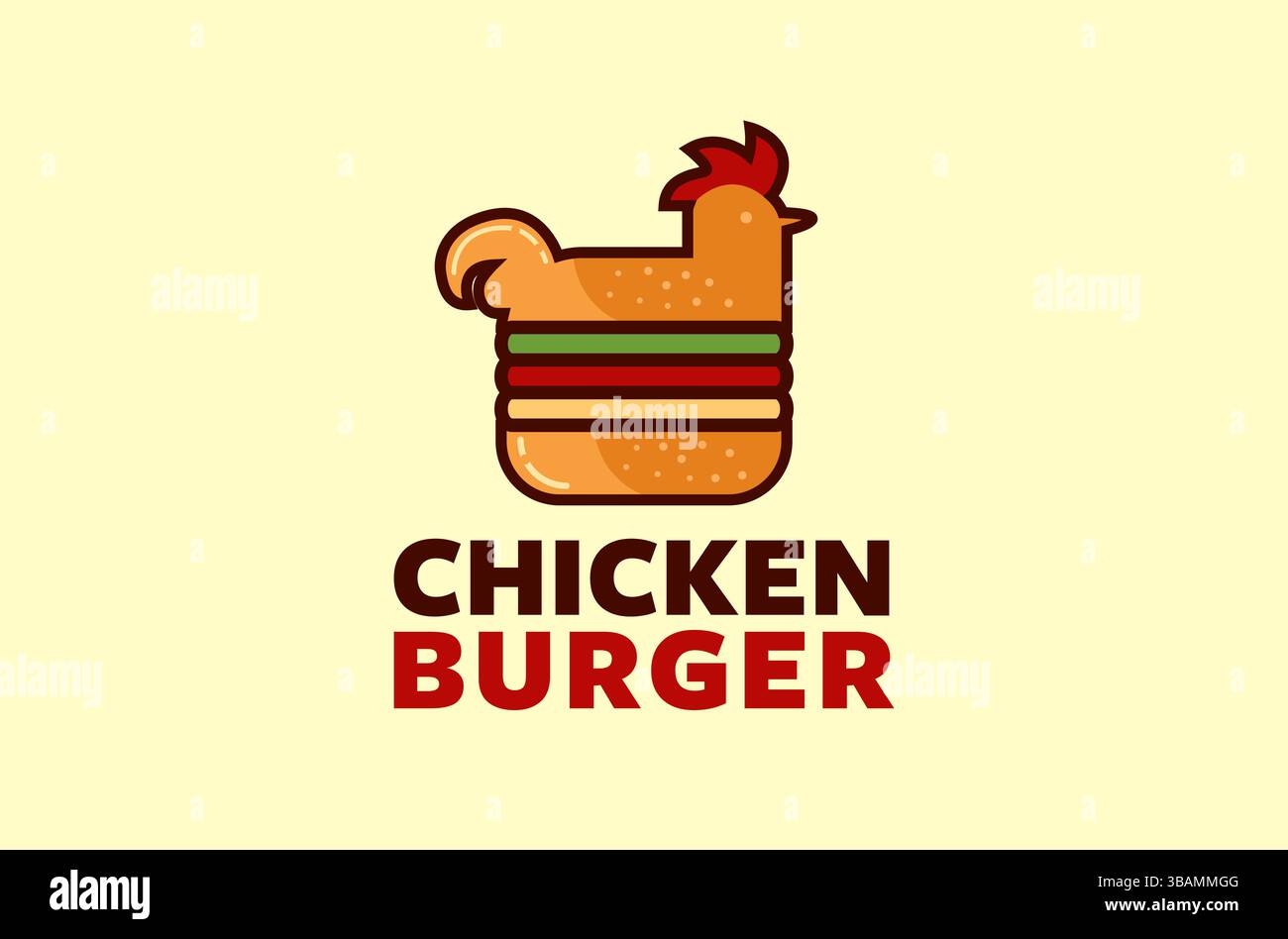 Chicken Burger Logo, Burger With Chicken Logo Design, chicken meat ...