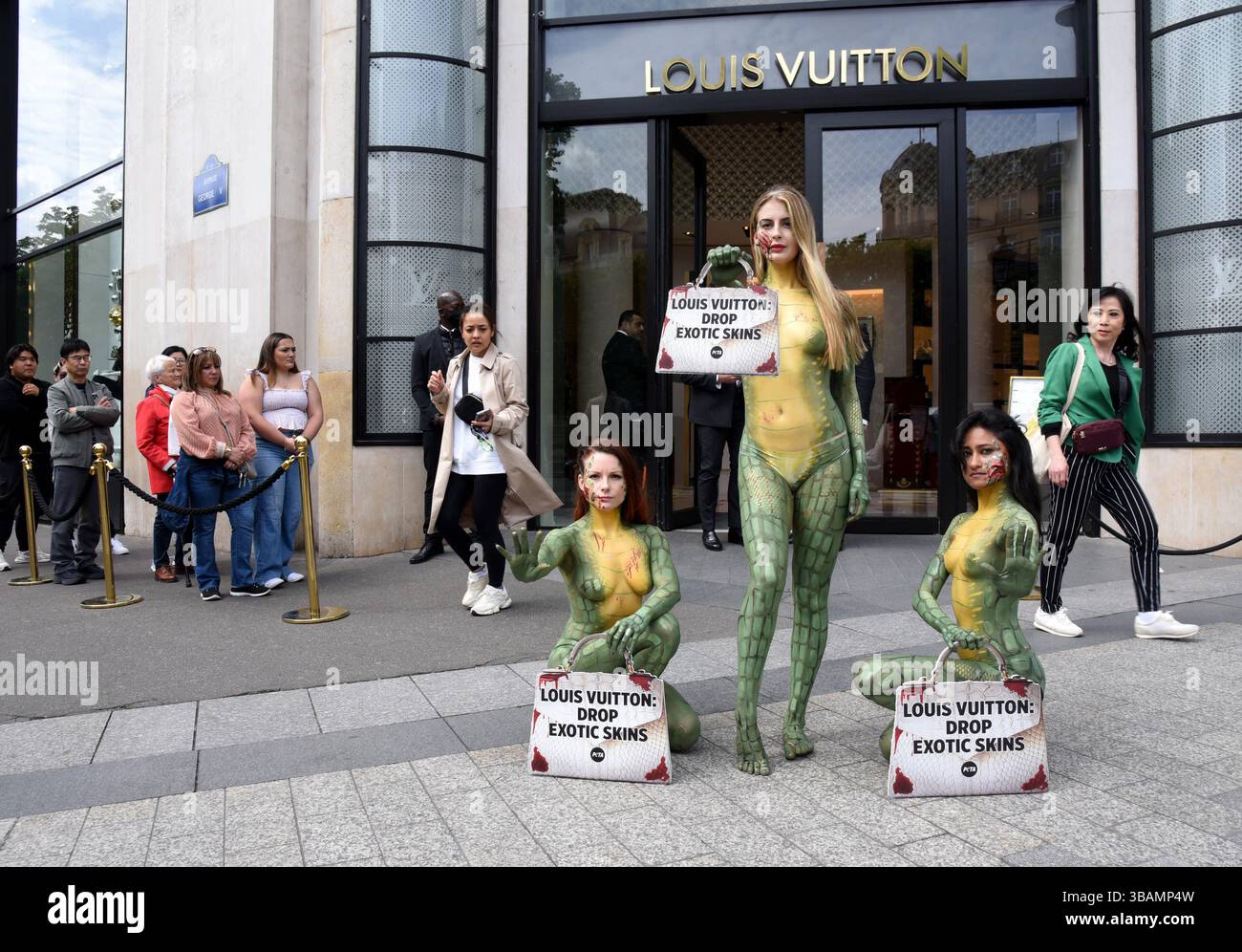 Paris, France. 12th May, 2025. Activists PETA during Peta Action in ...