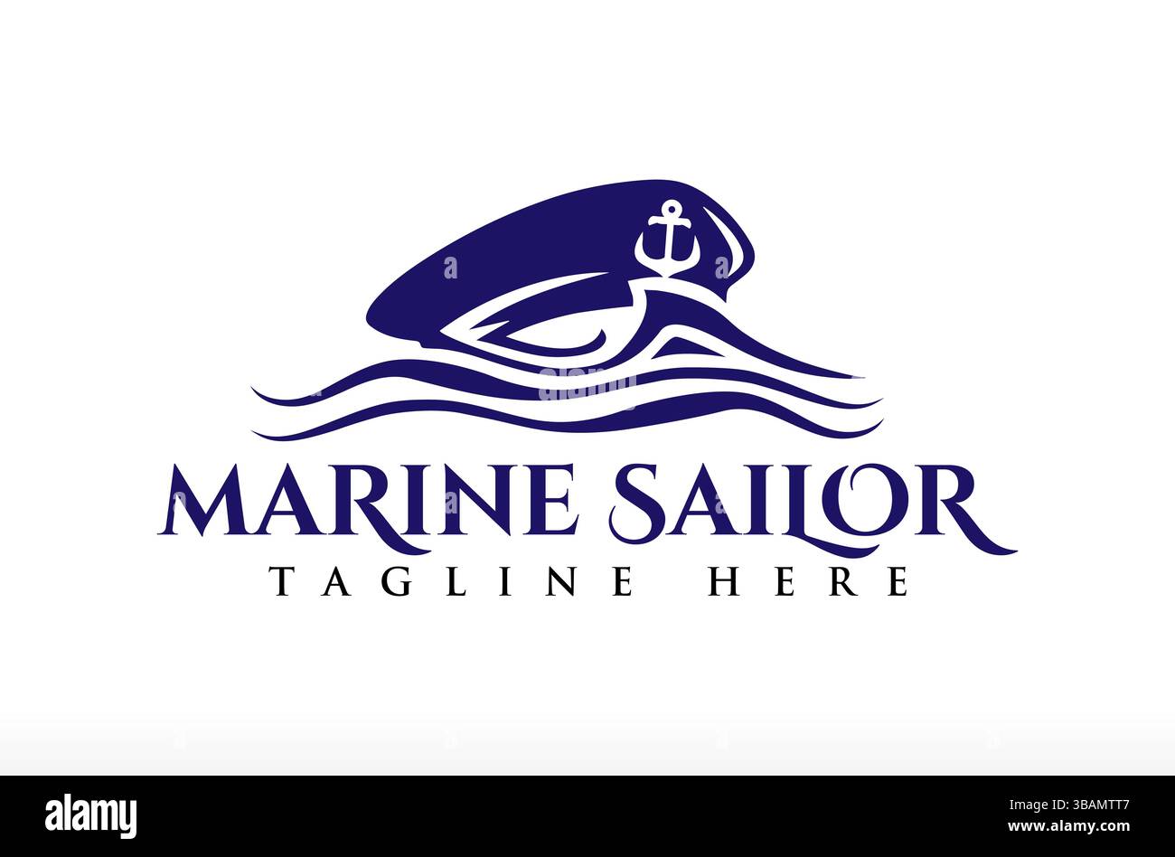 Marine Sailor Logo, Captain Cap logo, Sea Wave logo design, marine ship ...