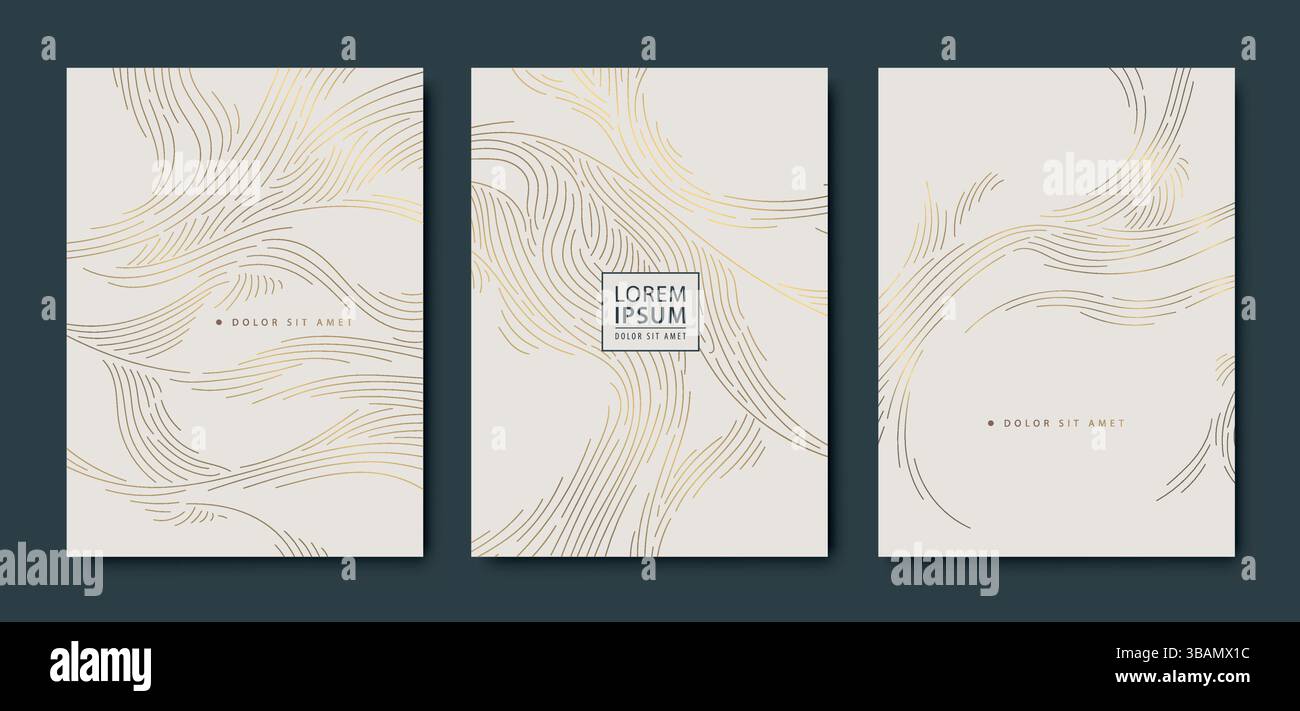 Vector wavy wood texture golden design, luxury menu, flyers, posters ...