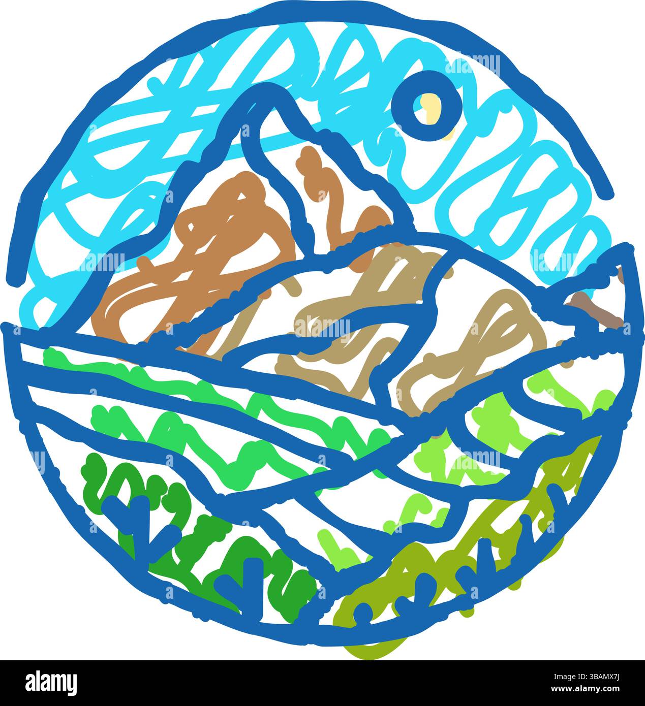 map mountain landscape icon doodle illustration Stock Vector Image ...