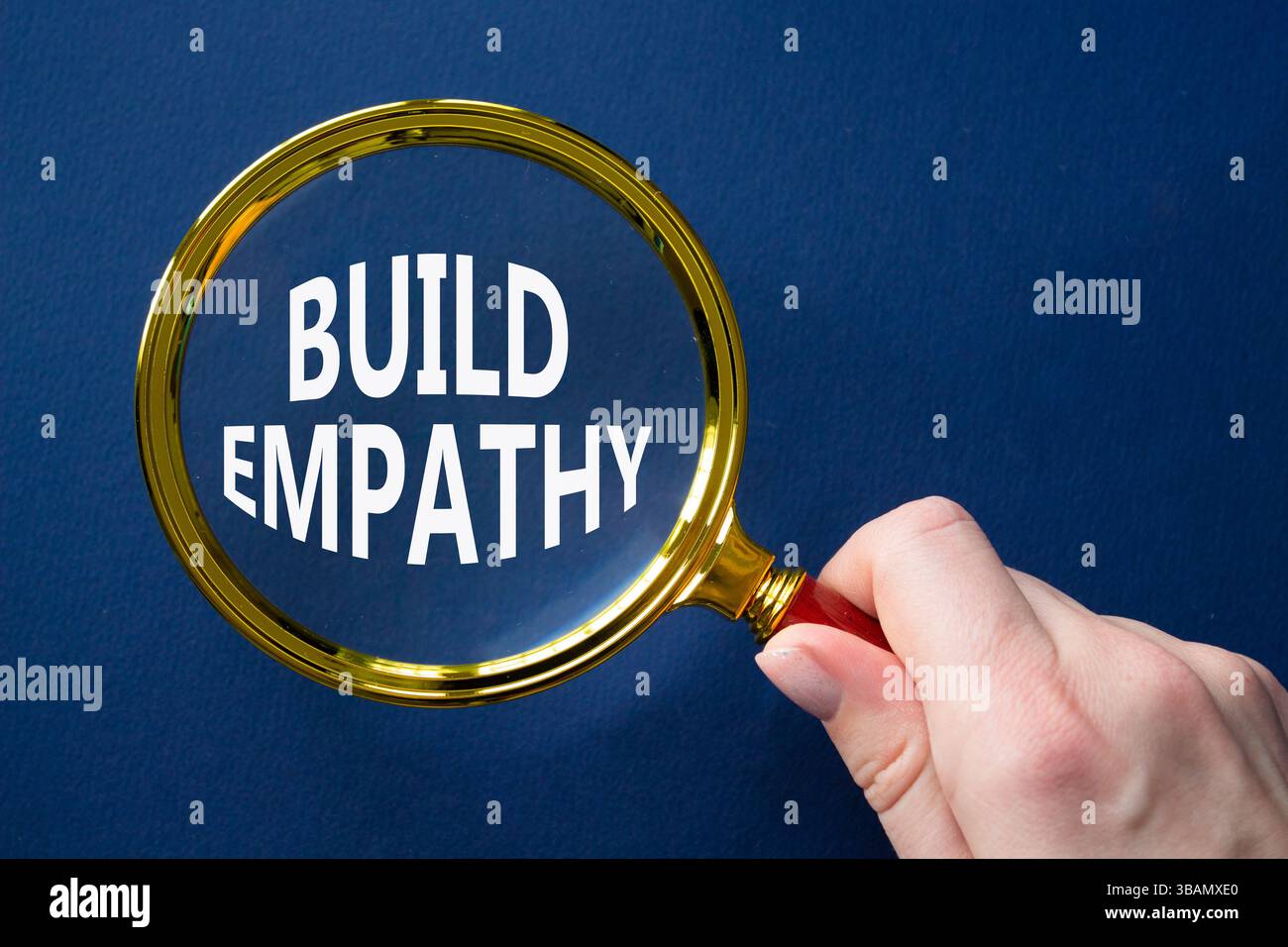 Build empathy symbol. Magnifying glass with words Build empathy ...