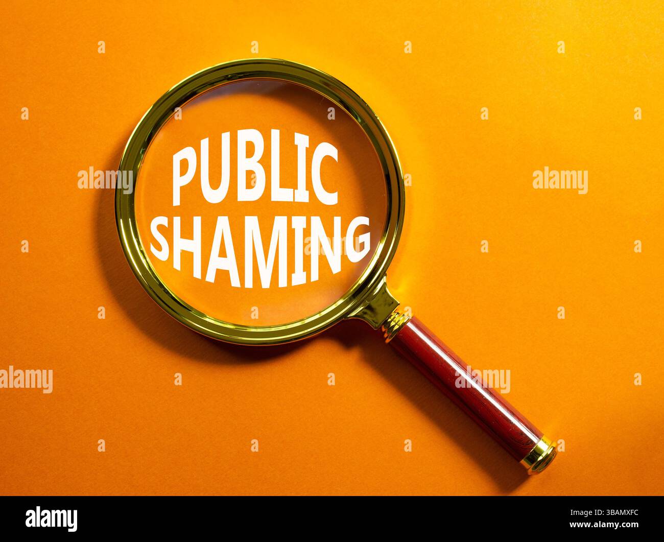 Public Shaming symbol. Magnifying glass with words Public Shaming ...