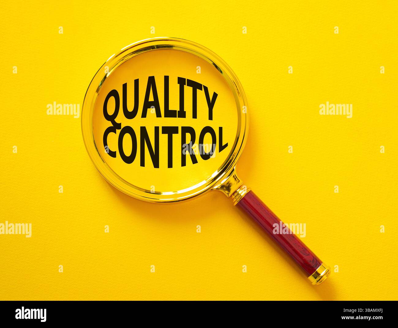 Quality Control symbol. Magnifying glass with words Quality Control ...