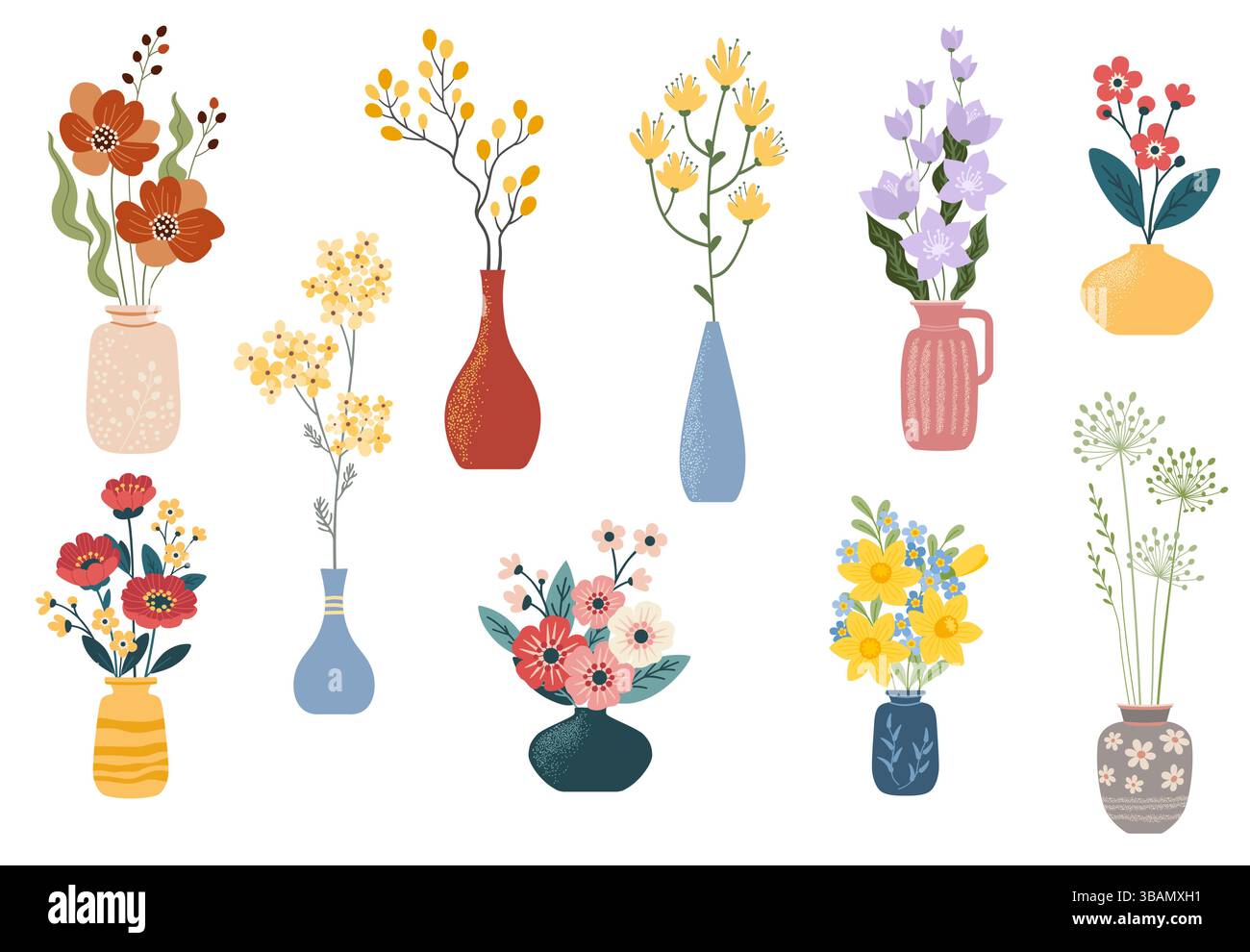Ceramic vases with flowers. Jugs, pots and vases, vase pottery for home ...