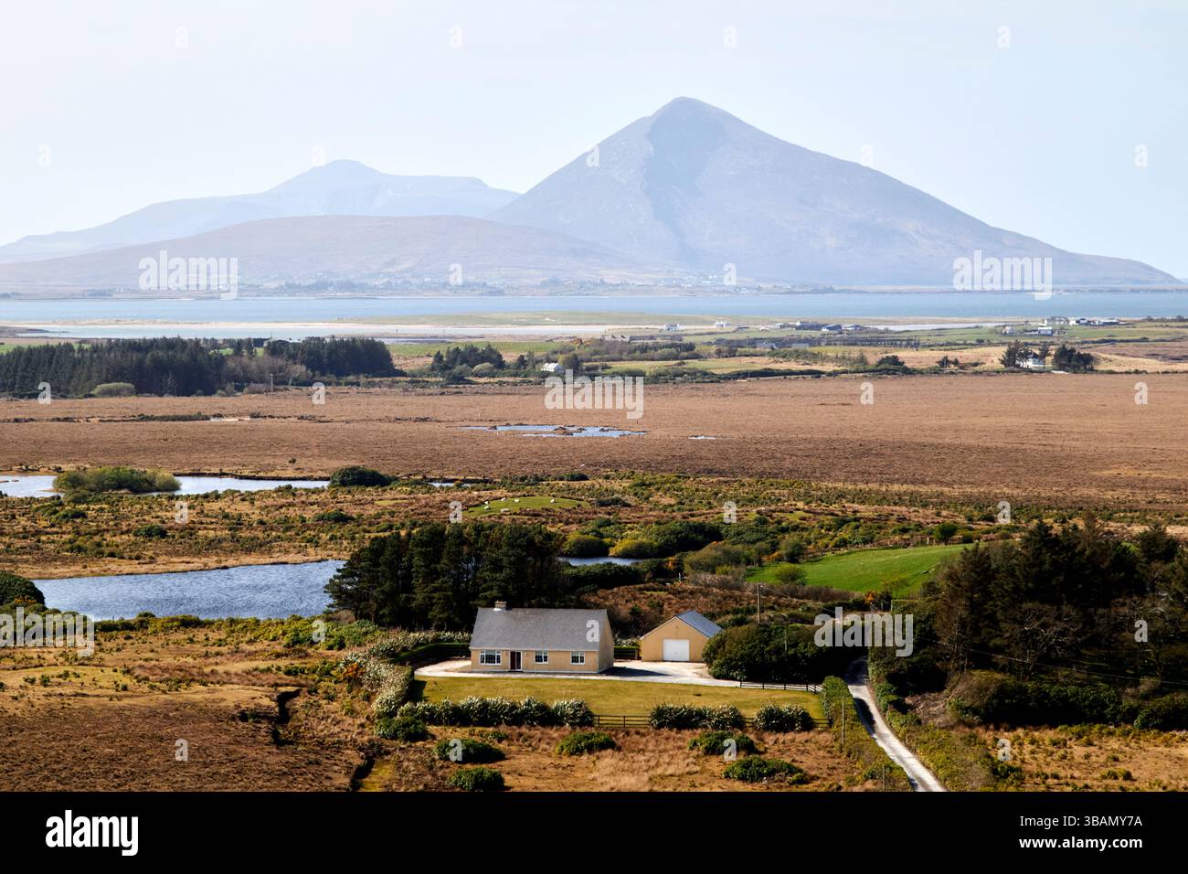 looking across at achill island from wild nephin national park ...