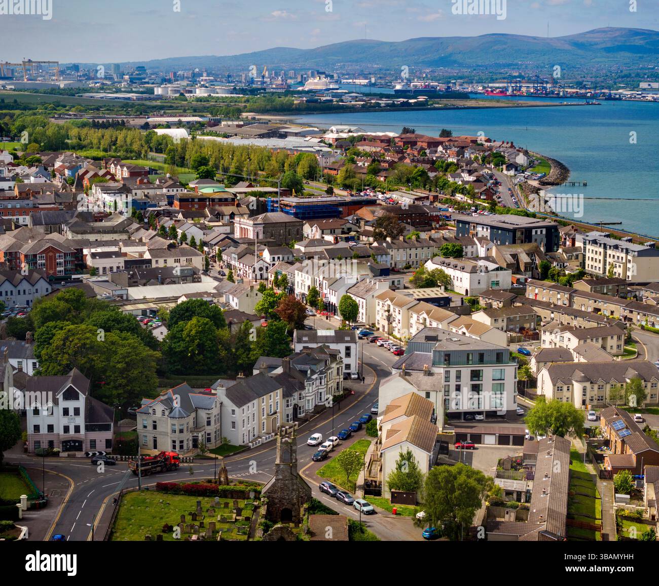 Aerial view over Holywood in County Down Stock Photo - Alamy