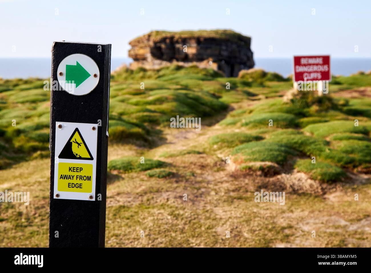 keep away from edge dangerous cliffs sign at downpatrick head county ...