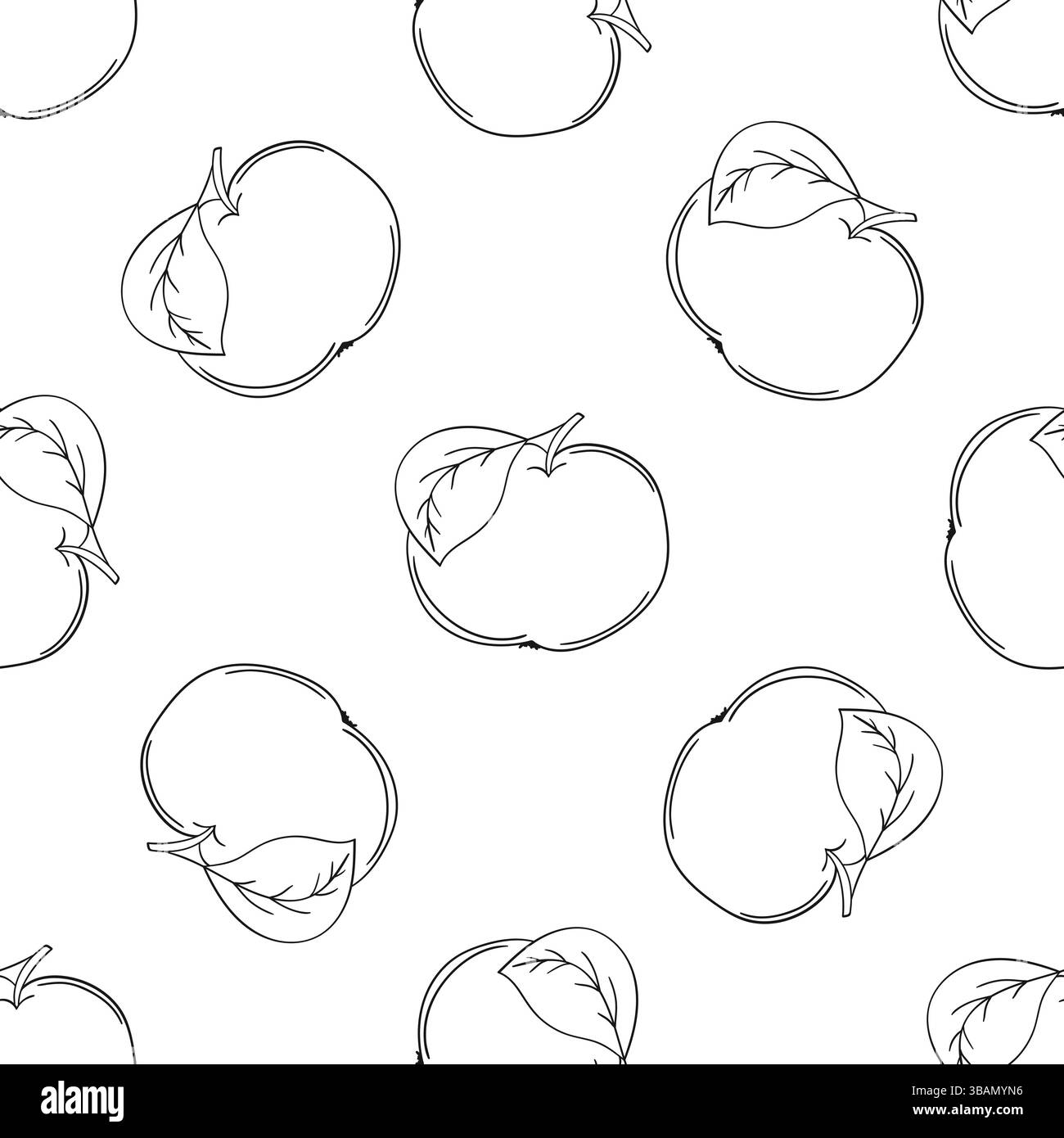 Red apples. Monochrome fruit pattern in hand draw style. Pattern for ...
