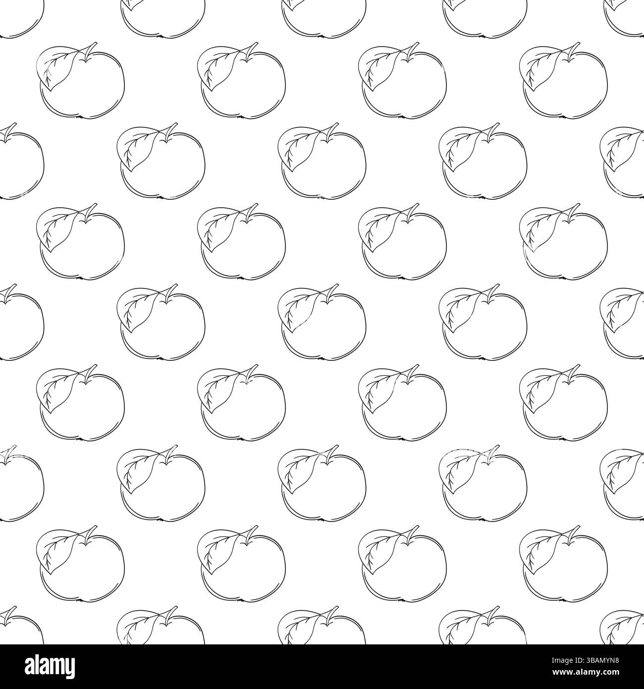 Red apples. Monochrome fruit pattern in hand draw style. Pattern for ...
