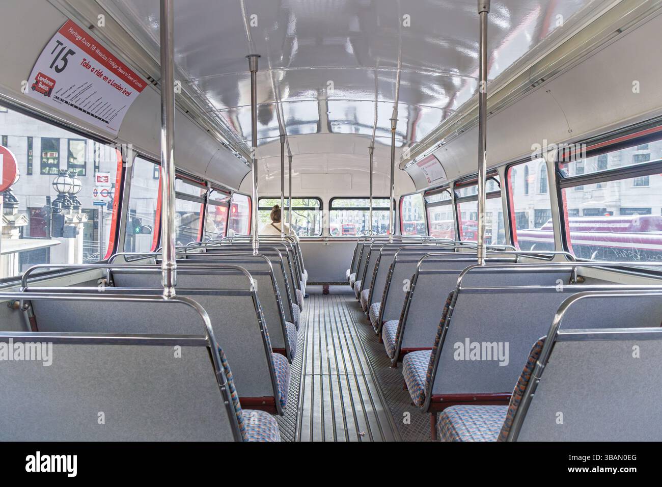 AEC Routemaster double-decker bus (London), Upper Deck interior Stock ...