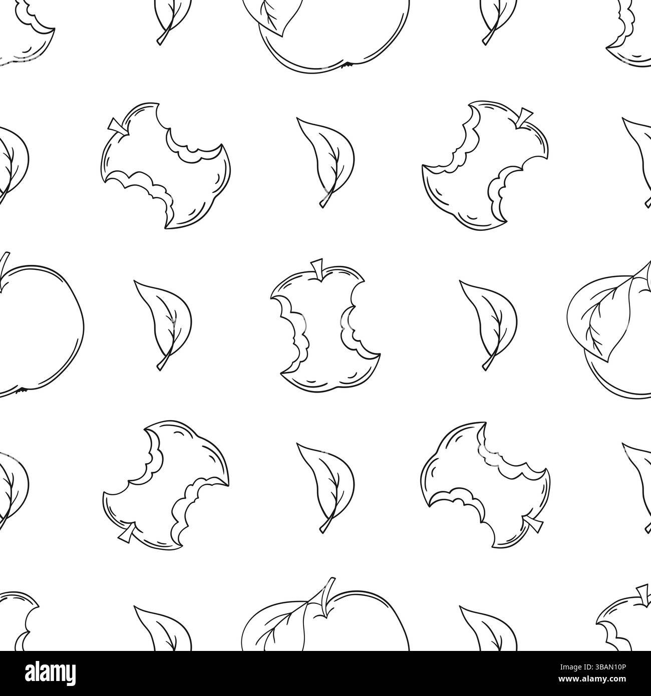 Monochrome fruit pattern in hand draw style. Apples. Pattern for menu ...