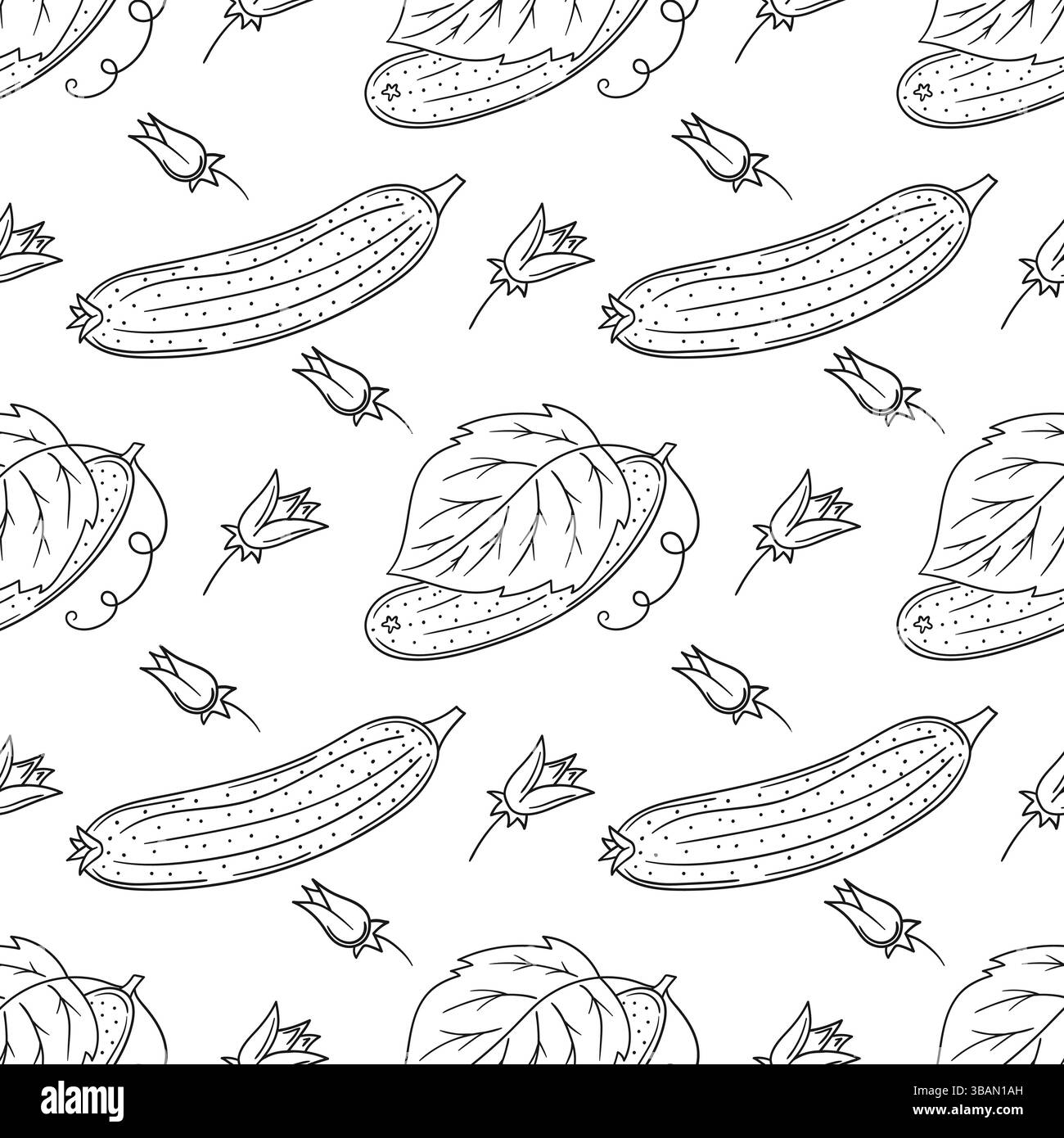 Cucumber. Monochrome vegetable pattern. Pattern for menu or kitchen in ...