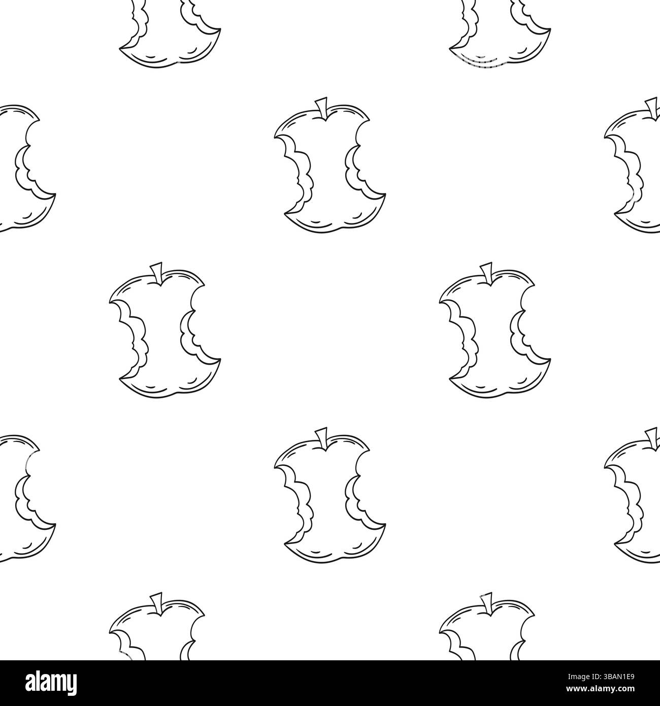 Apples. Monochrome fruit pattern in hand draw style. Pattern for menu ...