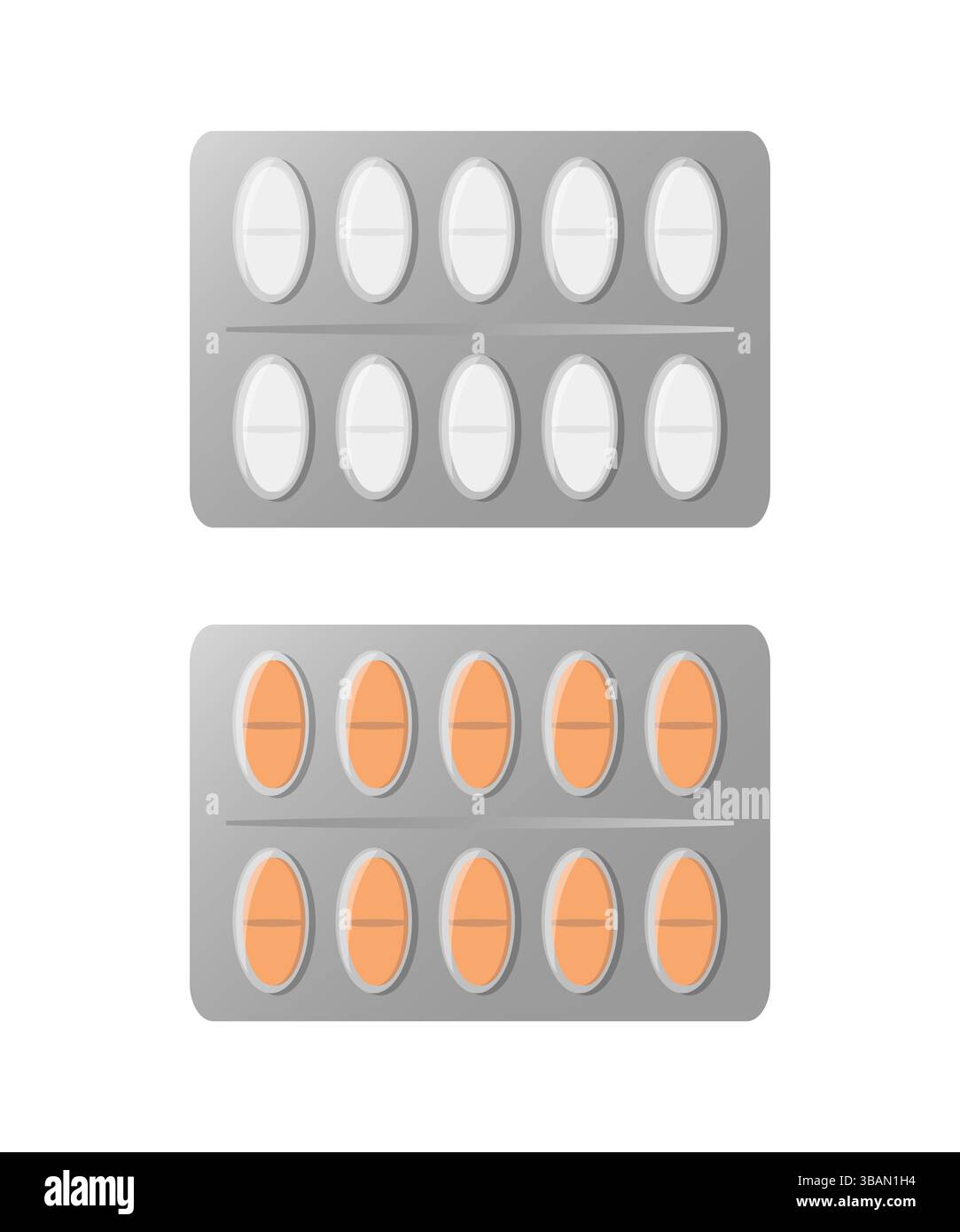 Pill blister packs, medical package with oval tablets Stock Photo - Alamy