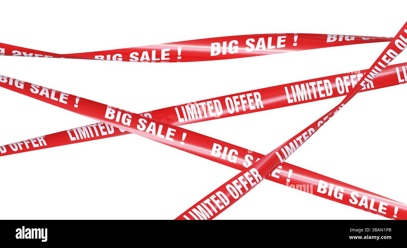 Red ribbons big sale and limited offer transparent background 3d Stock ...