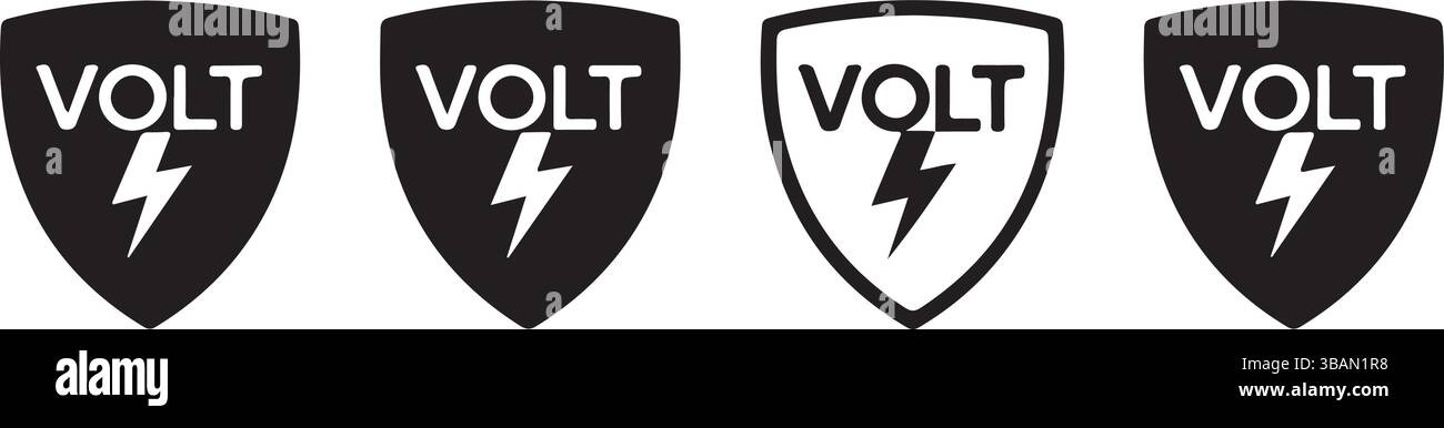 Black Volt Energy Bolt Shield Icon Set Stock Vector Image & Art - Alamy