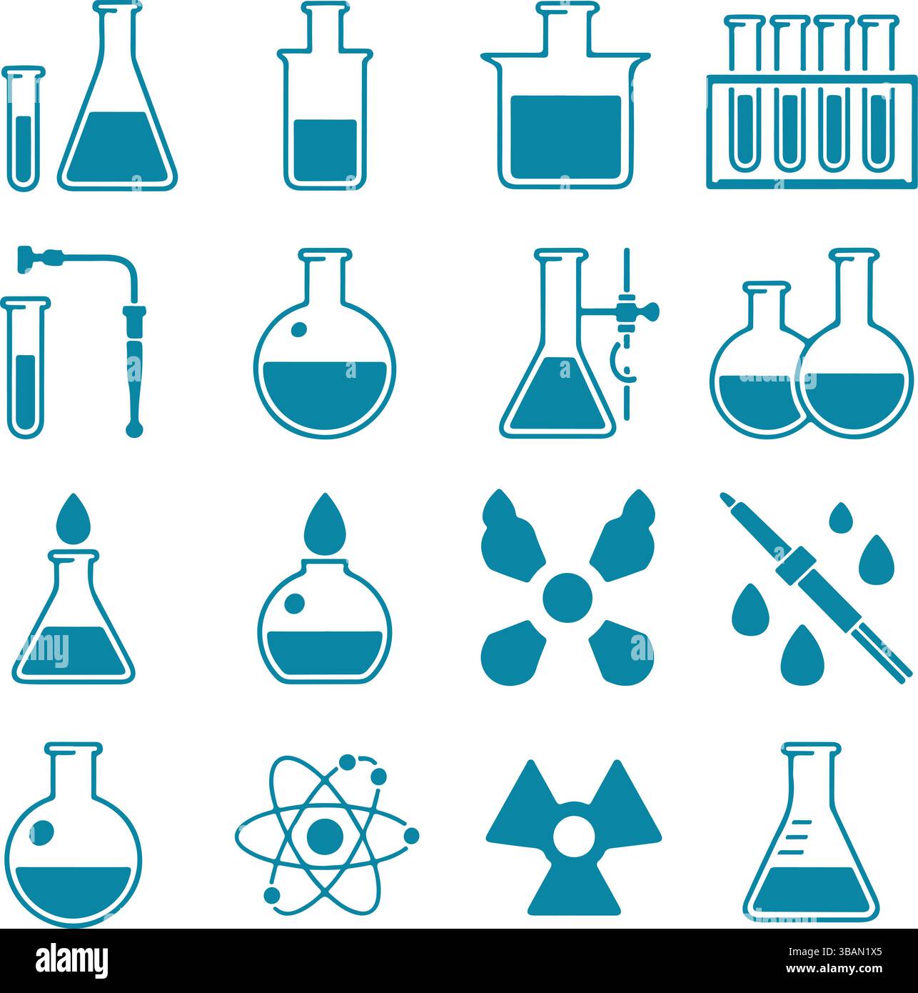 Teal Chemistry Laboratory Equipment Outline Icon Set Stock Vector Image ...