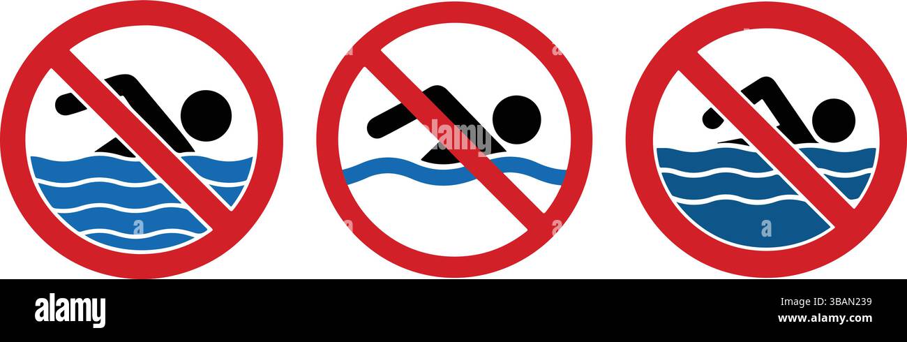 Red No Swimming Sign Vector Icon Set Stock Vector Image & Art - Alamy