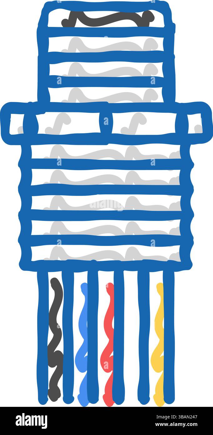 panel feed wire cable doodle icon sketch vector. panel feed wire cable ...