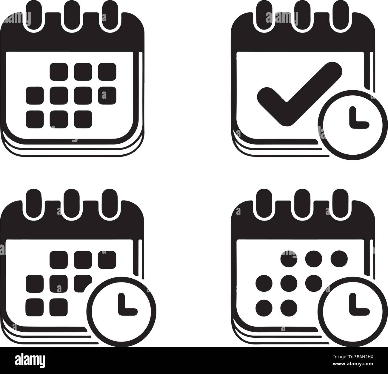 Black Calendar Date Time Management Icon Set Stock Vector Image & Art ...