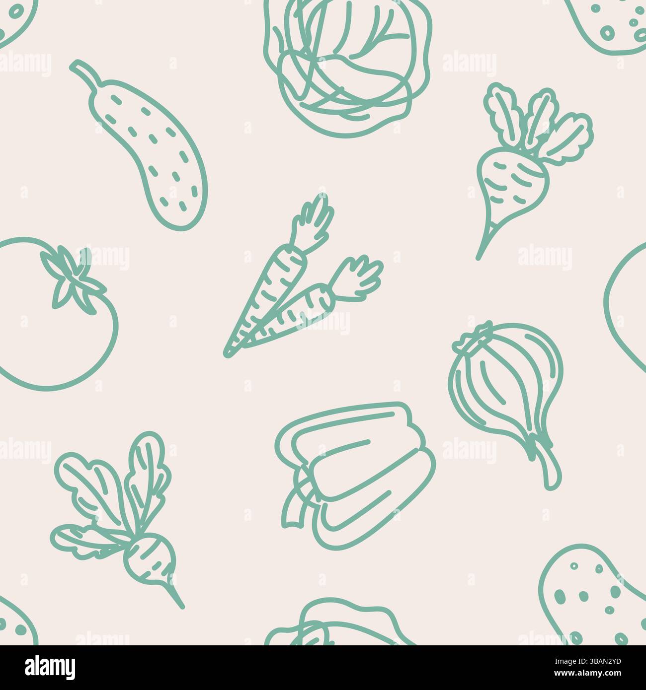Seamless vegetable pattern linear Stock Vector Images - Alamy